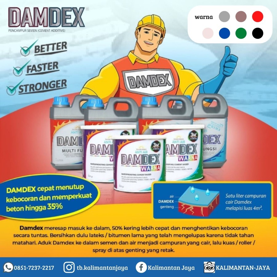 Jual DAMDEX SEMEN WARNA WATERPROOFING 1kg | Shopee Indonesia