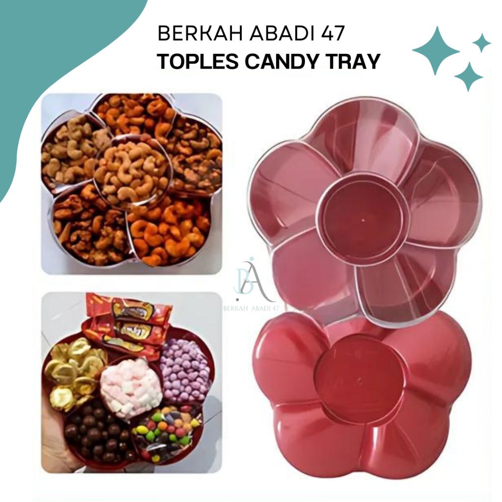 Jual Candy Tray Bunga 6 Sekat Toples Bunga Warna Merah Tempat Permen ...