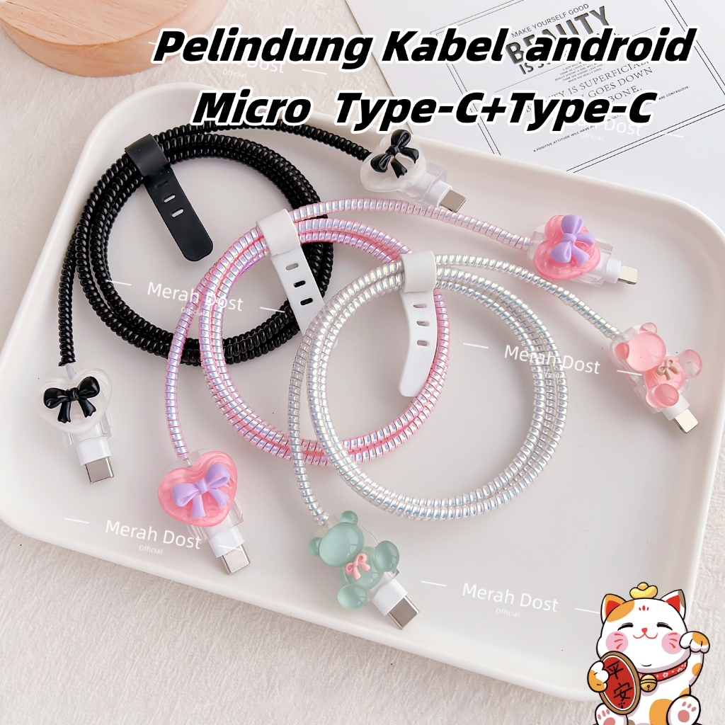Jual 1 Set 4 item Pelindung Kabel Charger android Micro Type-C+Type-C ...