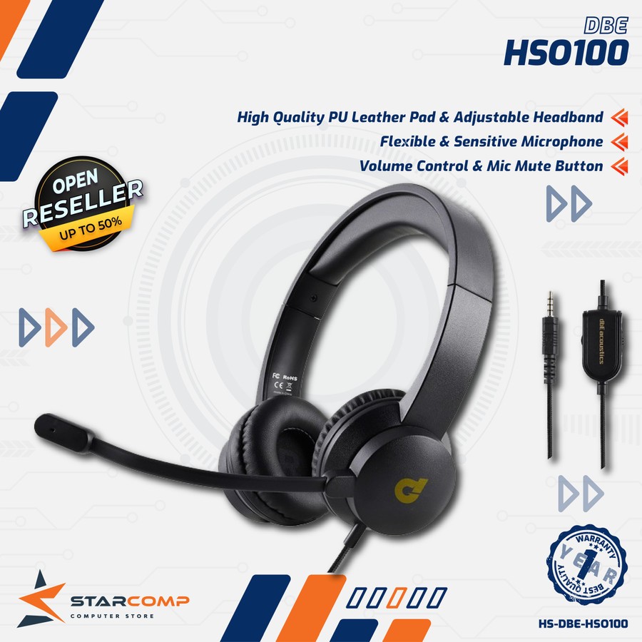 Jual dbE HSO100 Comfortable Office Headset Microphone Jack 3.5mm ...