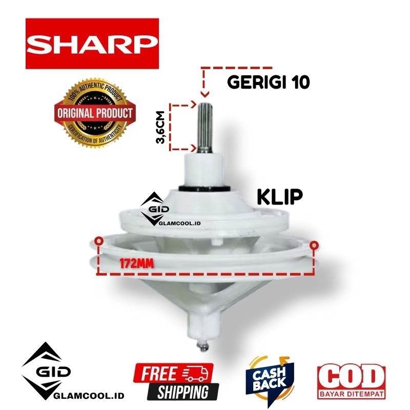Jual GEARBOX MESIN CUCI SHARP 2 TABUNG ES-T86CL GEARBOX GIRBOX | Shopee ...