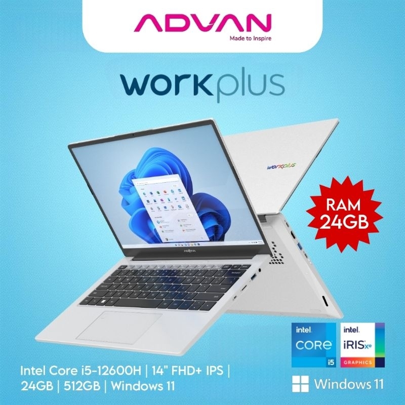 Jual Advan Workplus Intel Core i5-12600H Ram 24GB SSD 512GB Layar 14 ...