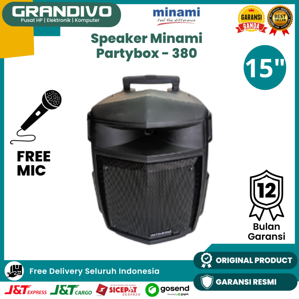 Jual Speaker Portable Minami Partybox 380 Speaker Bluetooth 15 Inch ...