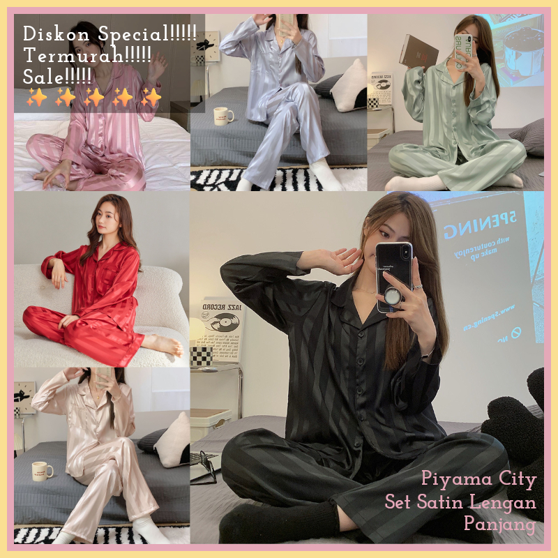 Jual (READY STOK) PiyamaCity PC075 - [P07/PX07] - Piyama Satin Lengan Panjang | Piyama Import ...