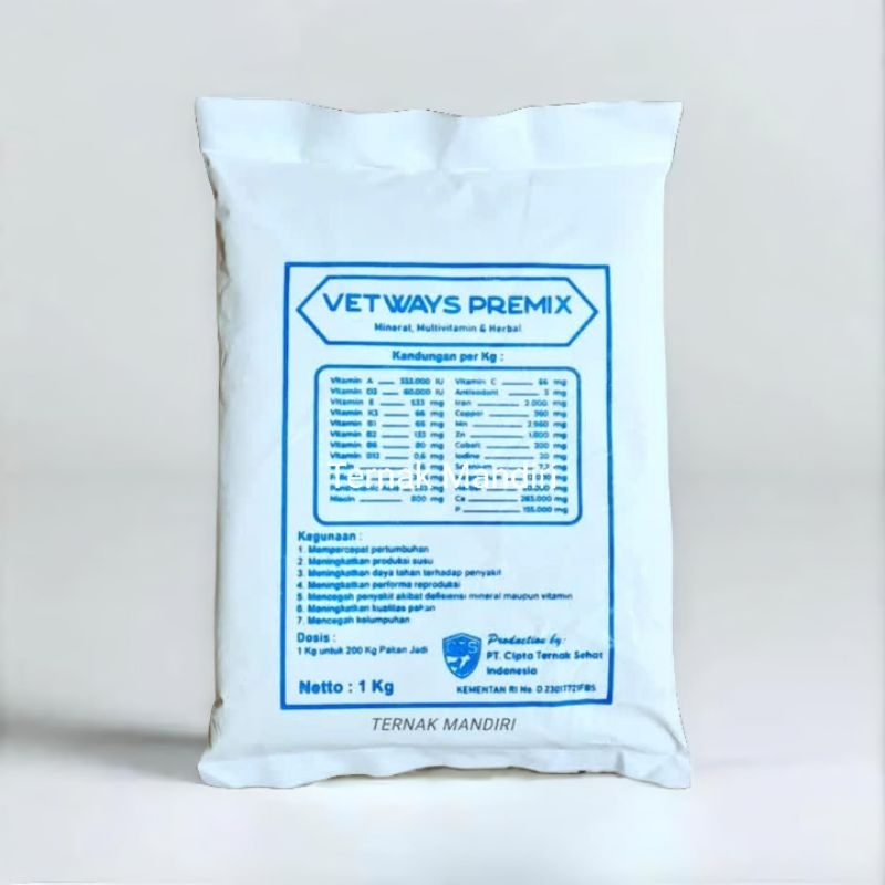 Jual VETWAYS PREMIX 1kg Mineral multivitamin dan herbal untuk sapi kerbau kambing domba | Shopee ...
