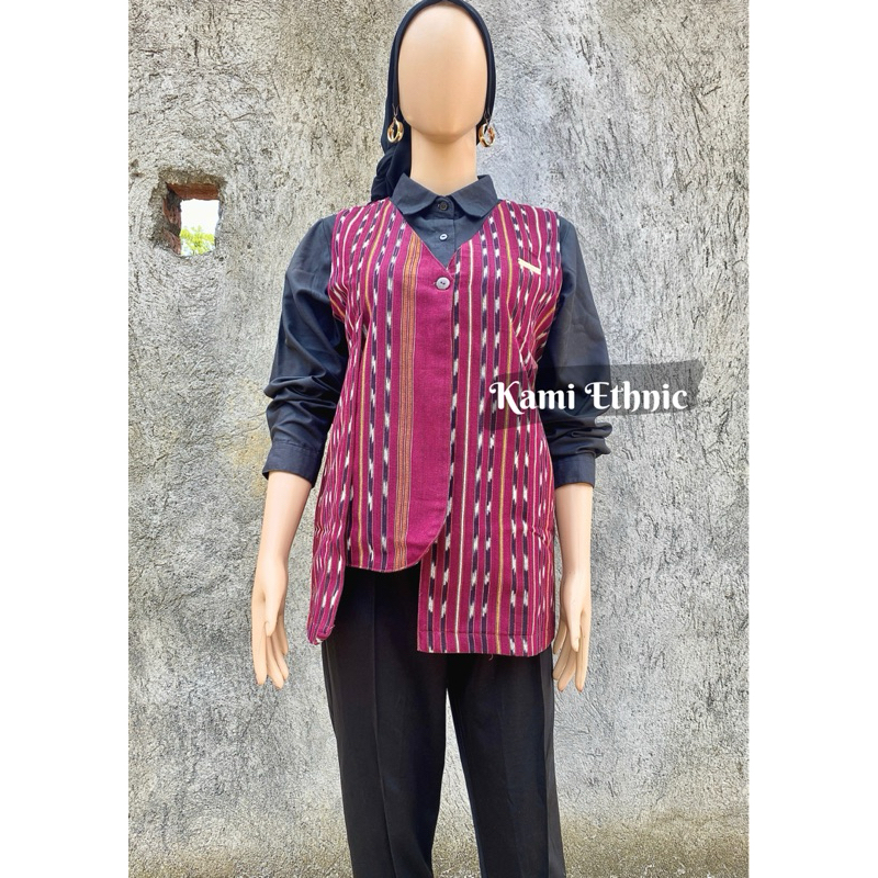 Jual vest tenun - outer tenun - blazer tenun - vest bigsize - vest ...