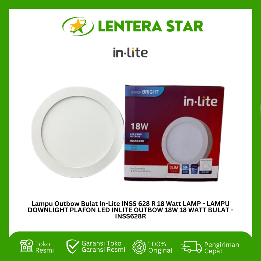 Jual Lampu Outbow Bulat In-Lite INSS 628 R 18 Watt LAMP - DOWNLIGHT ...