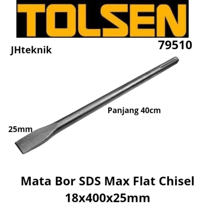 Jual JHTeknik Mata Bor Bobok Beton SDS Max Flat Chisel 18x400x25mm TOLSEN 75457/Mata Bor SDS Max ...