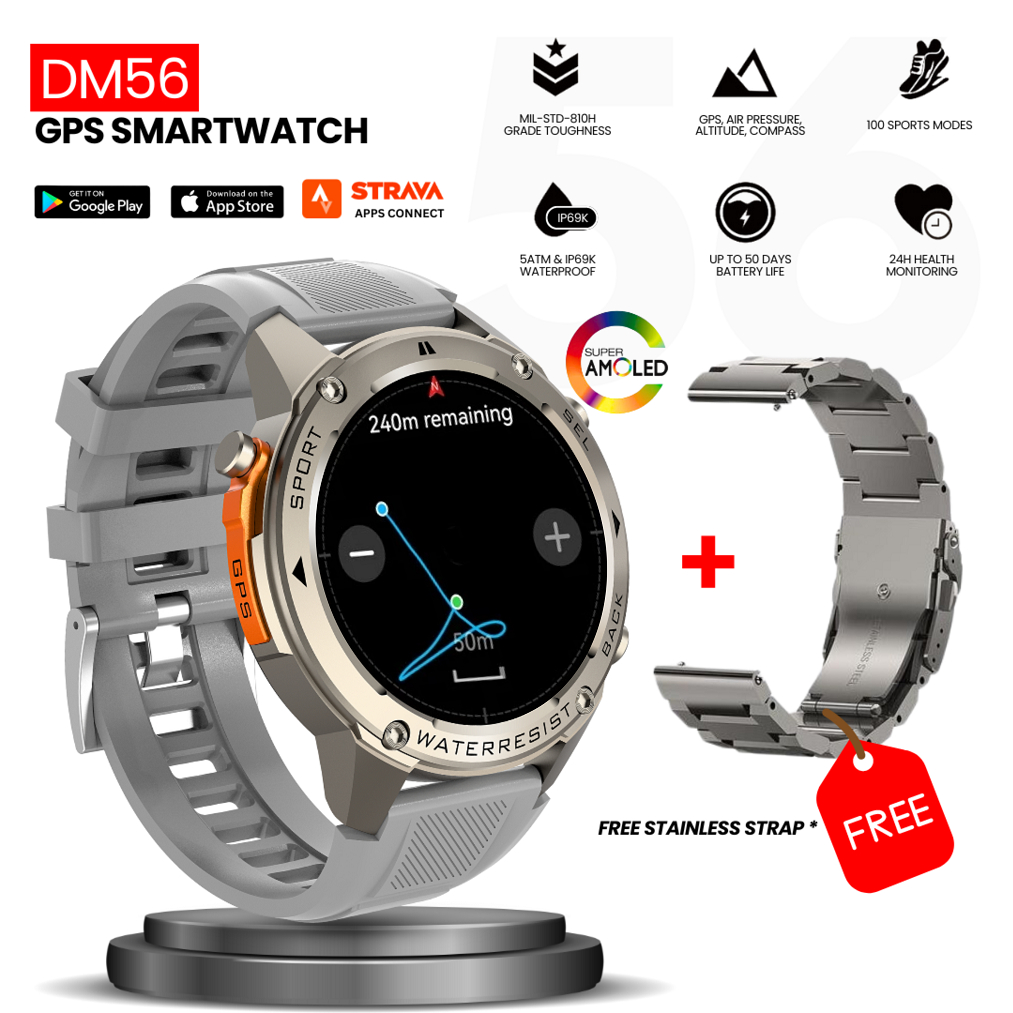 Jual Smartwatch GPS DM56 Retina Amoled Smartwatch Built-in GPS Compass ...