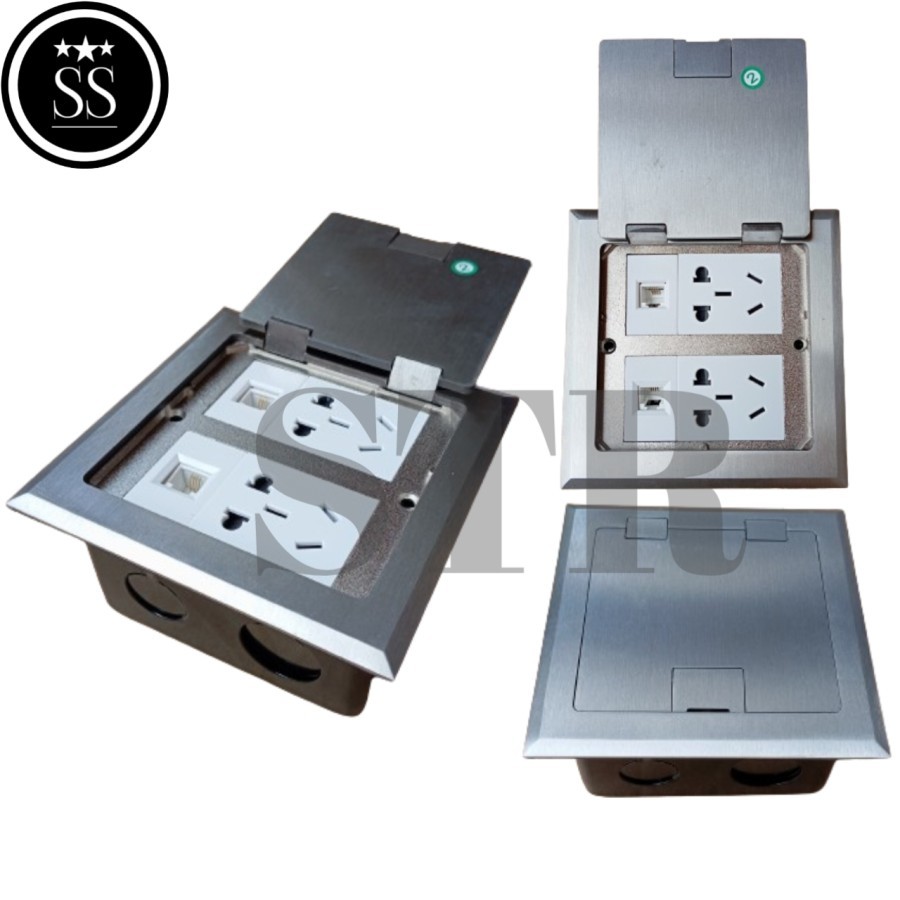 Jual Floor socket / Box soket 2 rj11 telp 2 listrik meja/lantai ...