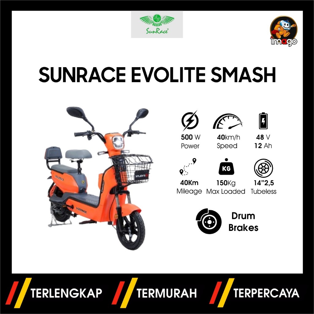Jual SEPEDA LISTRIK SUNRACE EVOLITE SMASH | Shopee Indonesia