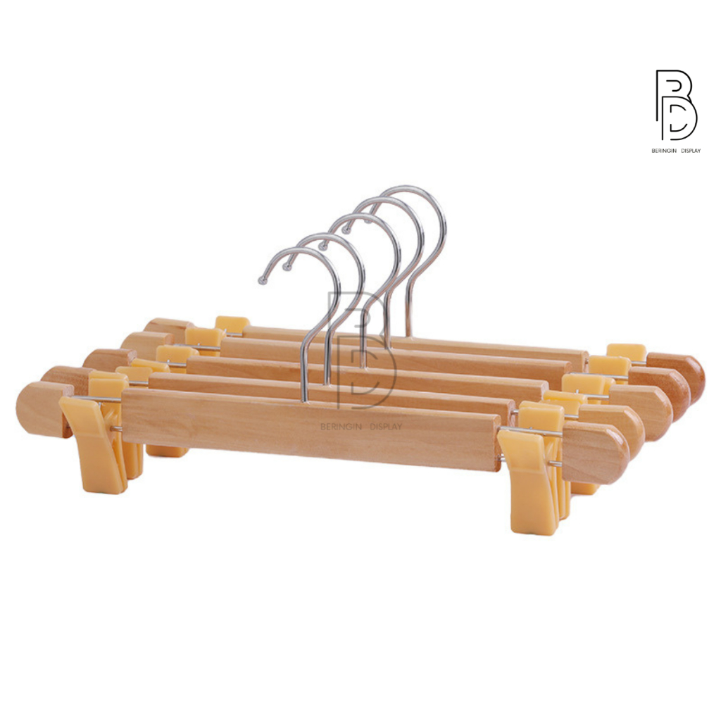 Jual Hanger Kayu Jepit/Gantungan Celana Kayu Jepit Minimalisis/Hanger ...