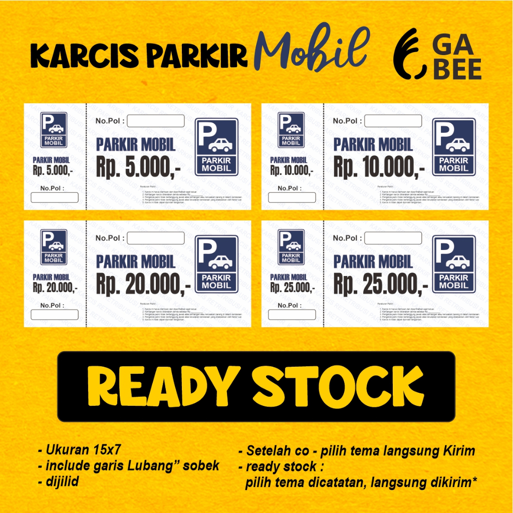 Jual KARCIS PARKIR / KARCIS RETRIBUSI PARKIR / PARKIR MOBIL / TANPA ...