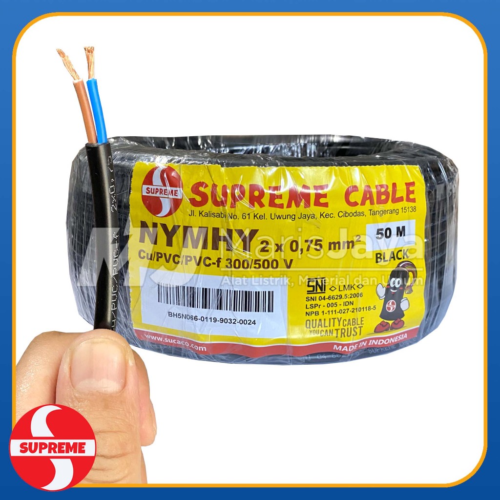 Jual (PER METER) Kabel Serabut SUPREME NYMHY 2x0,75 2x0.75 mm² Warna HITAM | Shopee Indonesia