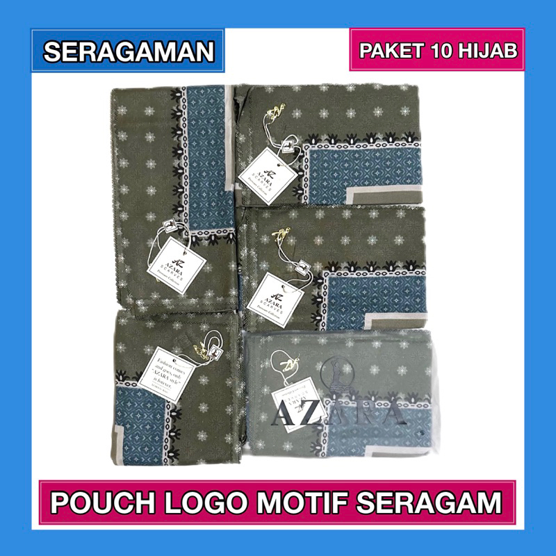 Jual 10 HIJAB SERAGAM MOTIF PLAT LOGO POUCH OSKARA LC AZARA ...