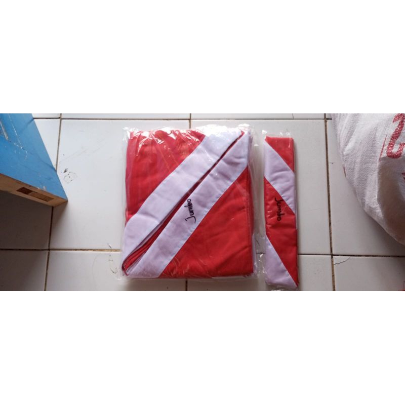 Jual Hasduk/KACU Pramuka katun (cotton) badan merah Lis putih kuran ...
