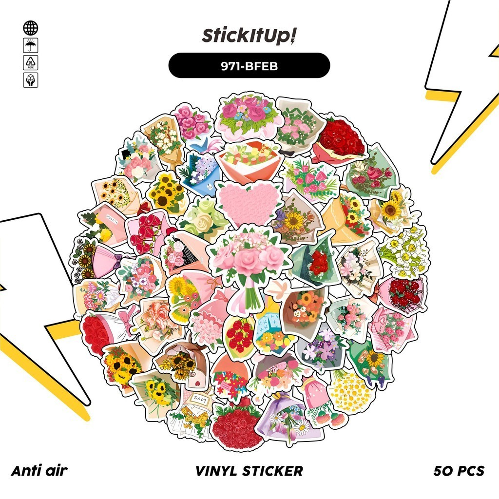 Jual COD 100 Pcs Stiker Pack Buket Bunga Lucu Aesthetic Vynil ...