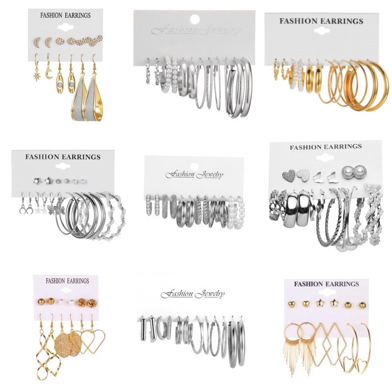 Jual AP07 - Anting Fashion 5-6pcs Anting Hijab Anting Stud Anting Hooks ...