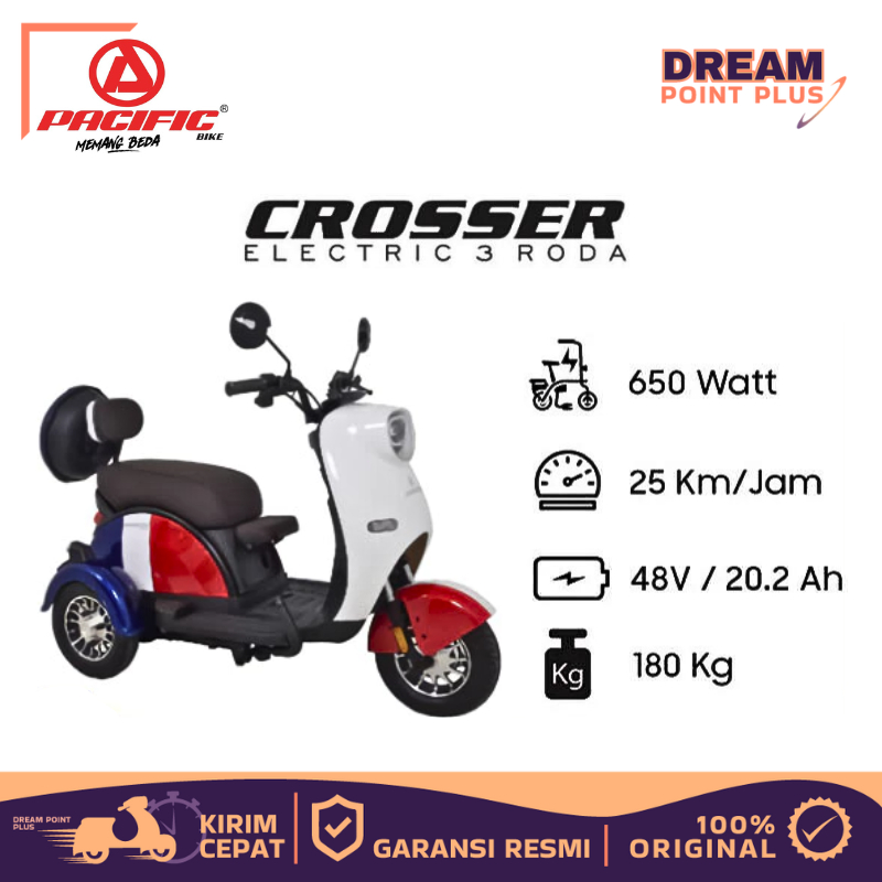 Jual Sepeda Listrik Roda Tiga CROSSER By Pacific | Shopee Indonesia