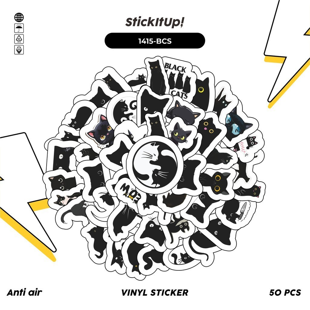Jual COD 100 Pcs Stiker Pack Black Cat/Kucing Hitam v2 Lucu Aesthetic ...