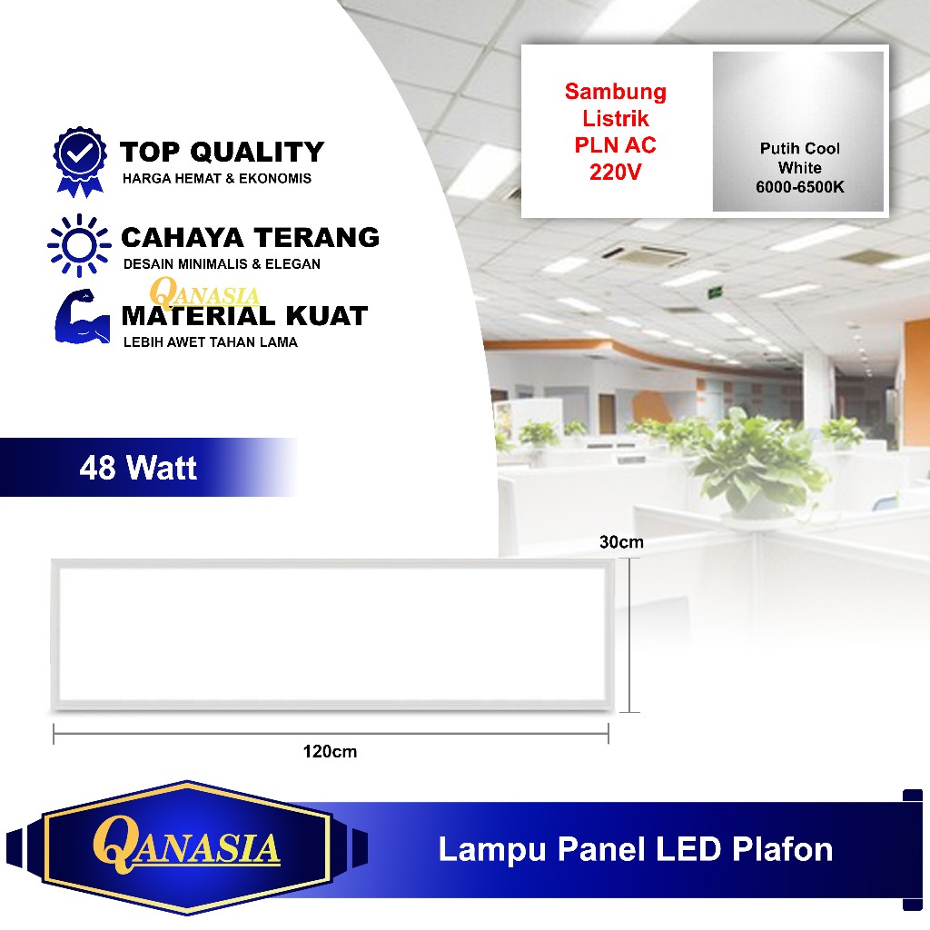 Jual Lampu Panel LED 30CM x 120CM – Cahaya Terang, Hemat Listrik ...