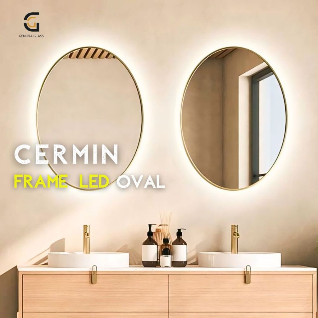 Jual Cermin Dinding Aesthetic Oval Frame LED ( Free Packing)/ Cermin ...
