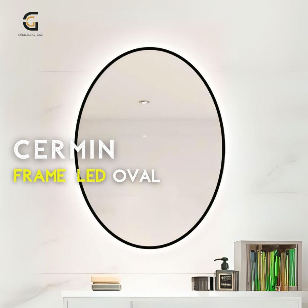Jual Cermin Dinding Aesthetic Oval Frame LED ( Free Packing)/ Cermin ...