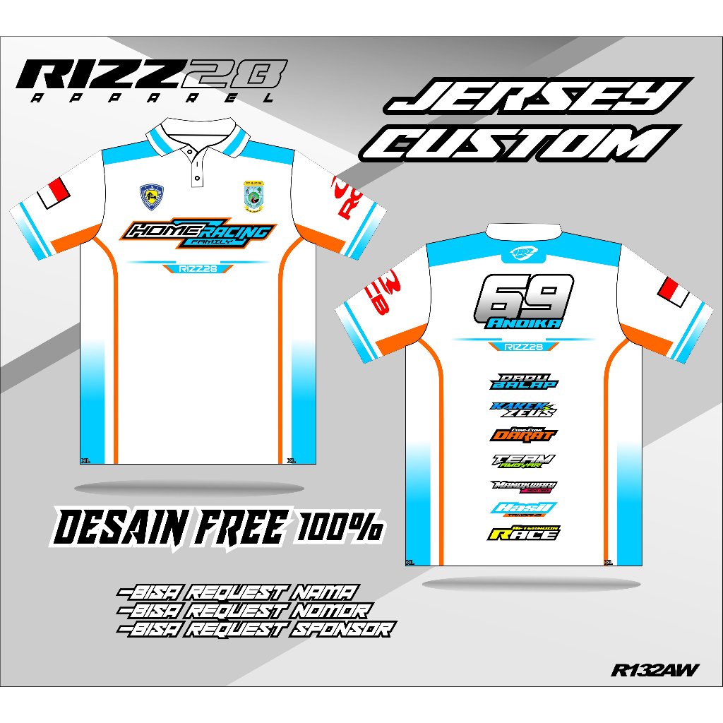 Jual KAOS JERSEY RACING CUSTOM FULL PRINTING KEREN WARNA CERAH bisa ...