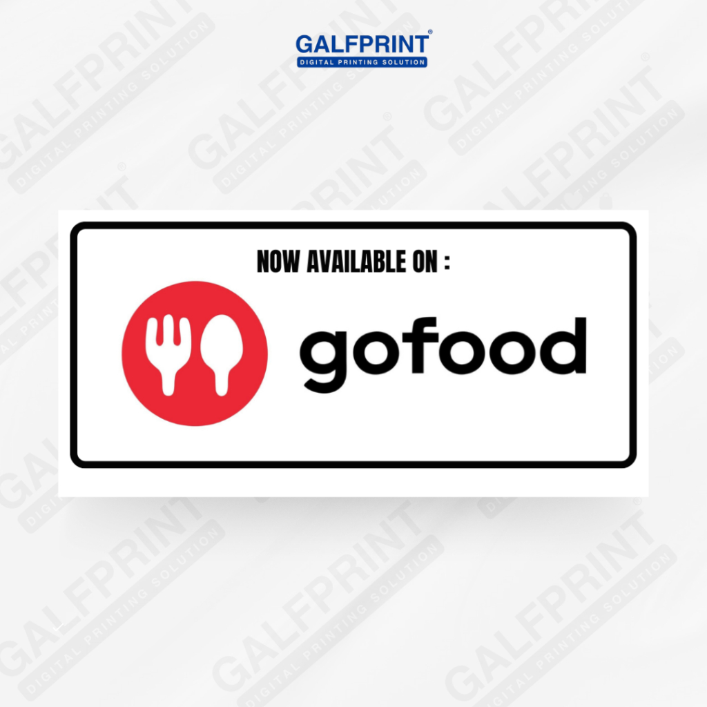Jual GALFPRINT STICKER SIGN GO FOOD PUTIH 12X5 CM | Shopee Indonesia