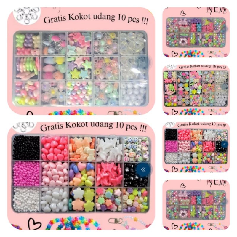 Jual JM Paket DIY manik gelang karakter/ manik one set BOX/ manik 15 ...