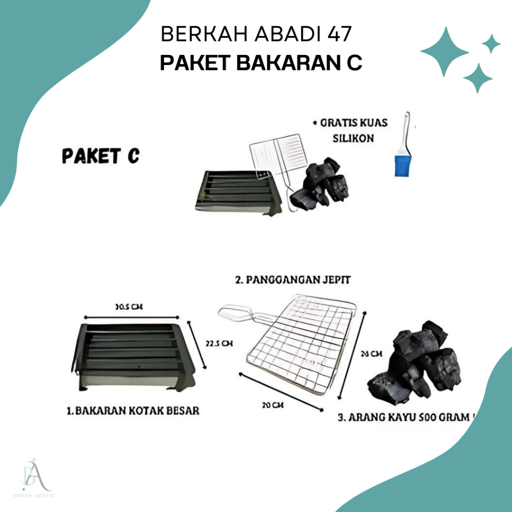 Jual Paket Bakaran isi Bakaran Kotak Besar Panggangan Jepit Areng Arang ...