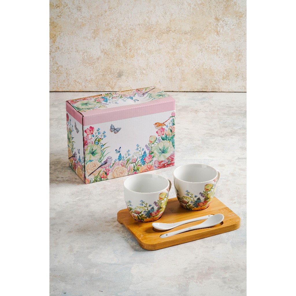 Jual Cangkir Set Keramik Motif 03 + Lepek Bambu CAP GUNUNG PREMIUM ...