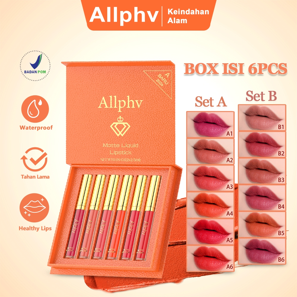 Jual [BPOM](6pcs) Allphv Matte Liquid Lipstick Set A/B Lipstik Ombre ...