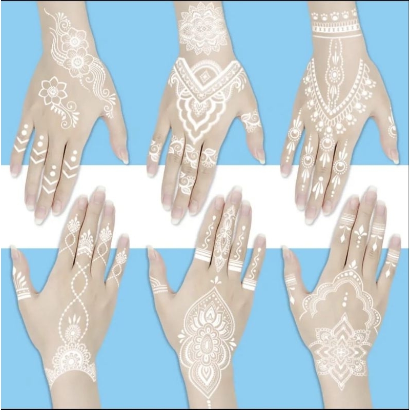 Jual HOLO_COS [COD] Stiker Tato 1 Lembar Henna Tempel Warna Putih acara ...