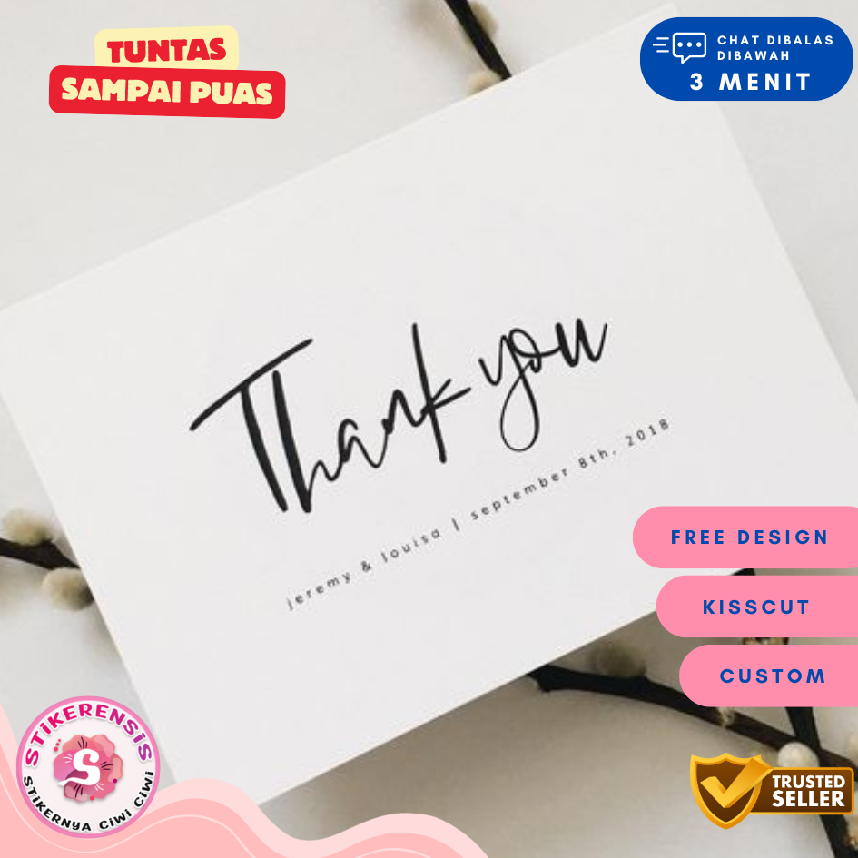 Jual TKC Thank You Card Custom Thanks Card Olshop Kartu Ucapan Terima Kasih | Shopee Indonesia