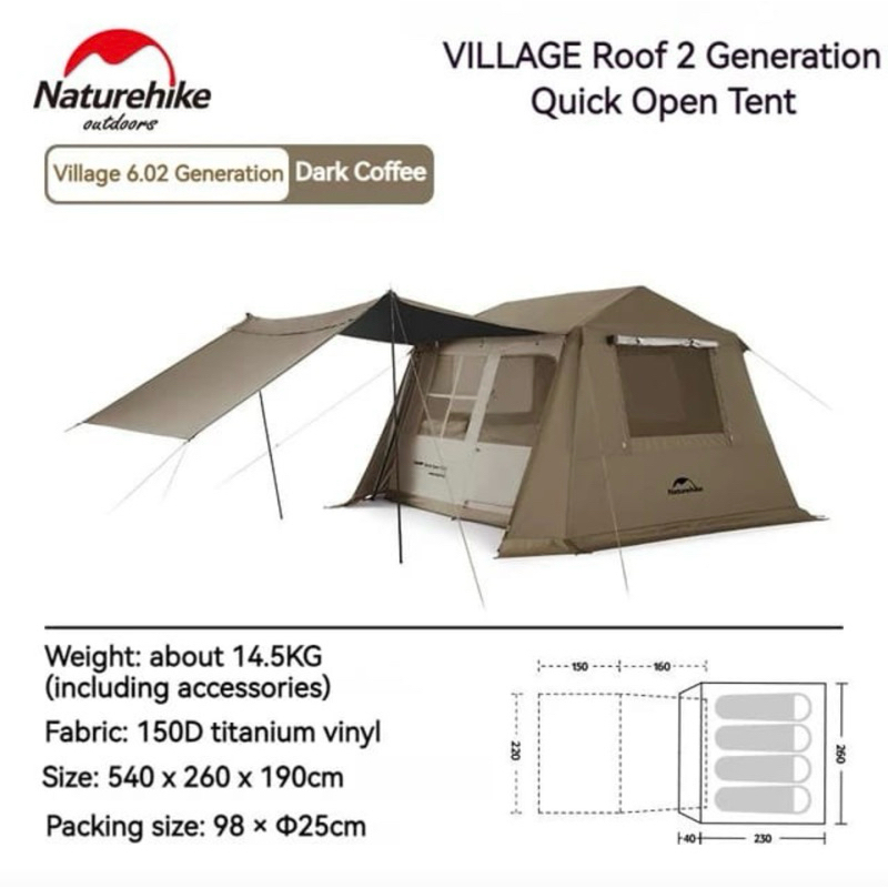Jual Tenda Naturehike CNK2300ZP021 Village 6.0 2 Genaration | Shopee Indonesia
