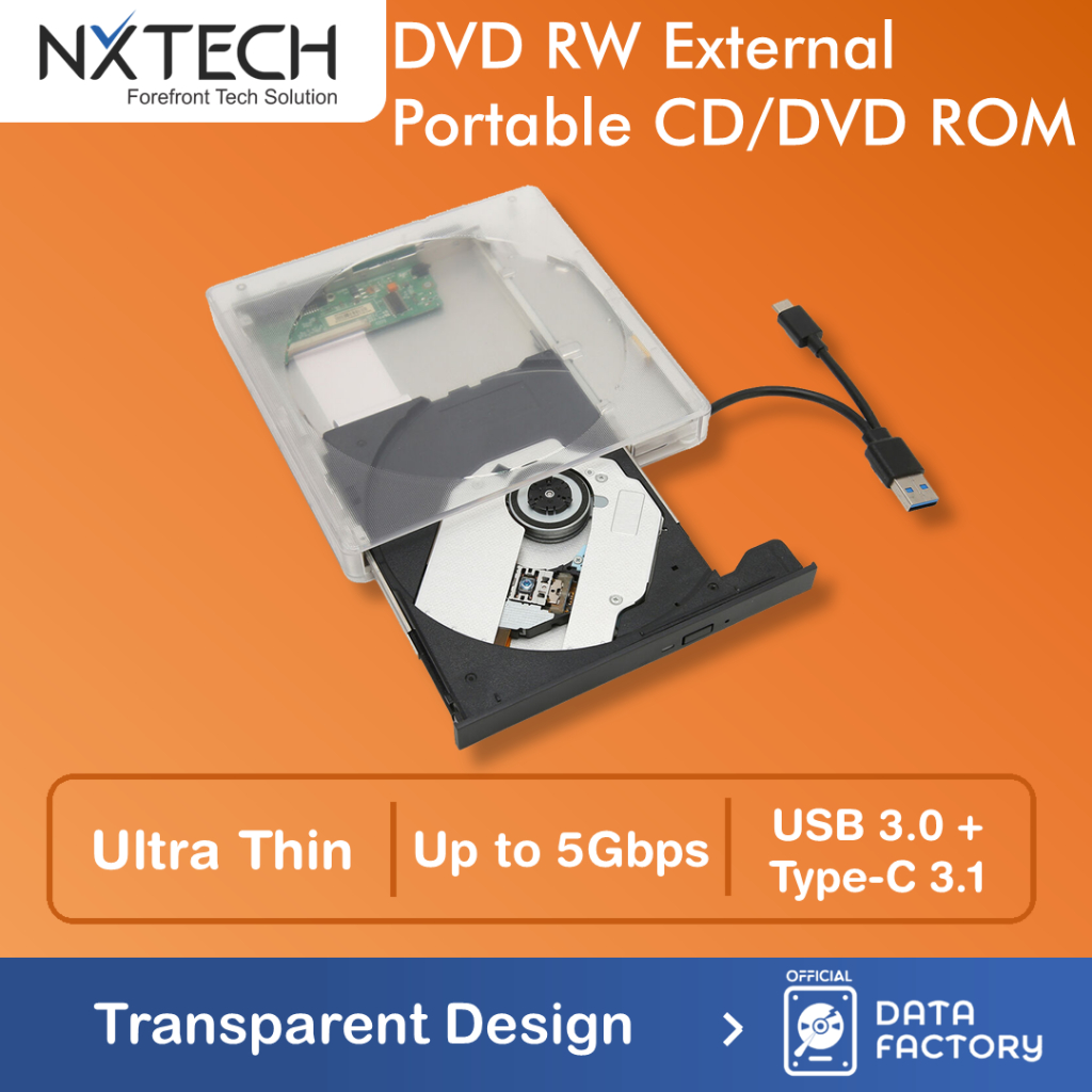 Jual DVD RW Burner External Optical Drive CD/DVD ROM USB 3.0 + USB Type ...