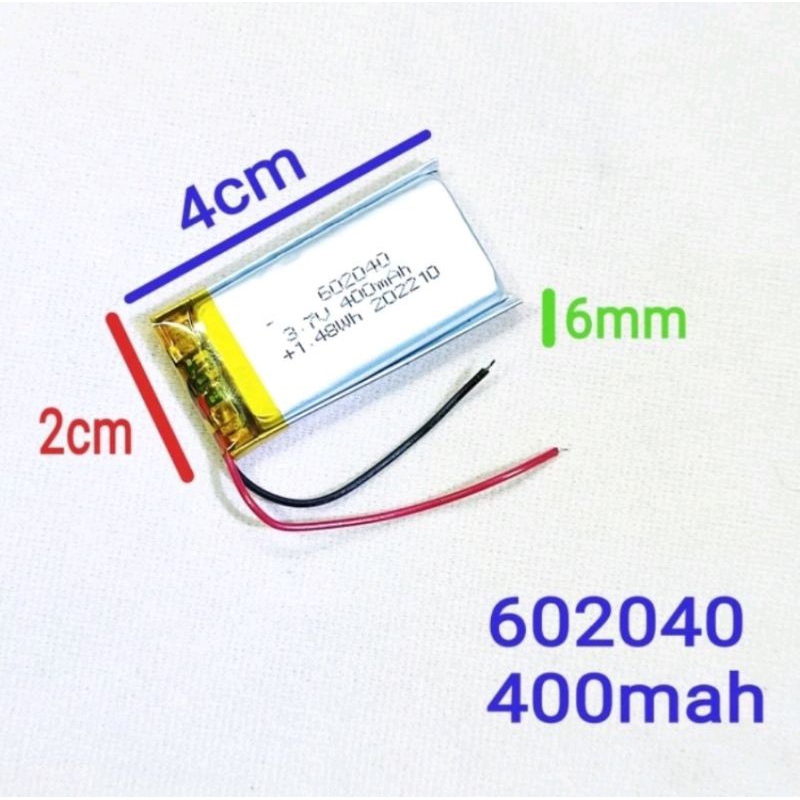 Jual 602040 Li ion 3.7v 400mAh Protection Baterai Charge Mp3 Mp4 GPS ...