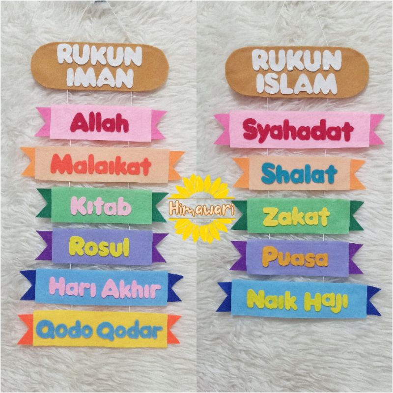 Jual Ready Gantungan Flanel Rukun Islam dan Rukun Iman // Prakarya sekolah | Shopee Indonesia