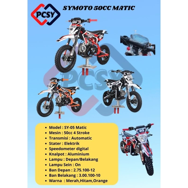 Jual MOTOR MEDIUM TRAIL SY MOTO 50CC FULL MATIC LAMPU SENT DAN ...