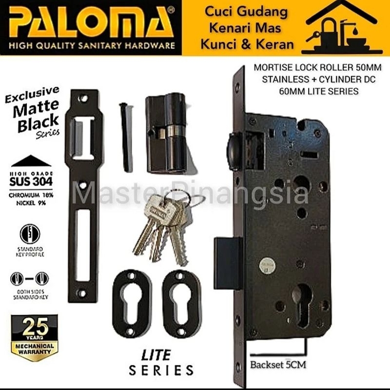 Jual PALOMA MSP 1238 Mortise Lock Roller 50MM Stainless SUS 304 body ...