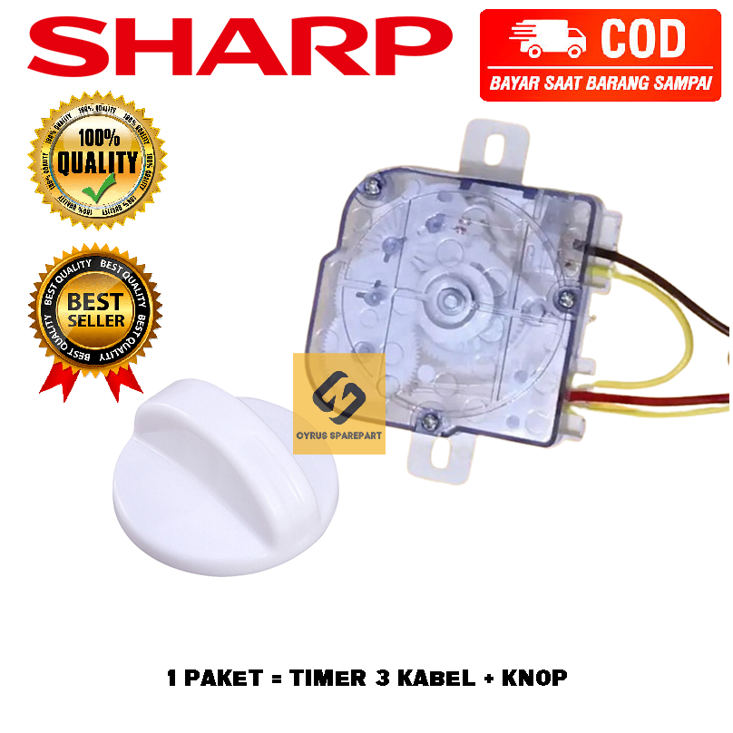 Jual Timer Mesin Cuci Sharp ES-T80MW - Timer 3 Kabel + Knop 1 SET ...