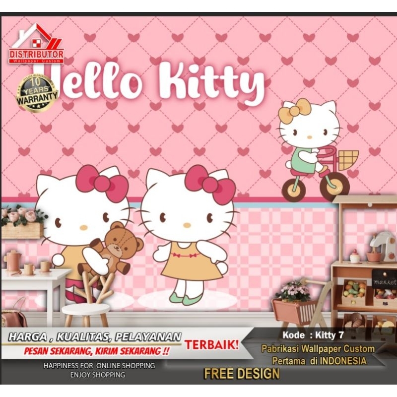 Jual Wallpaper Custom Tema Hello Kitty | Kartun Animasi Anak | Wallpaper Kamar Anak ...