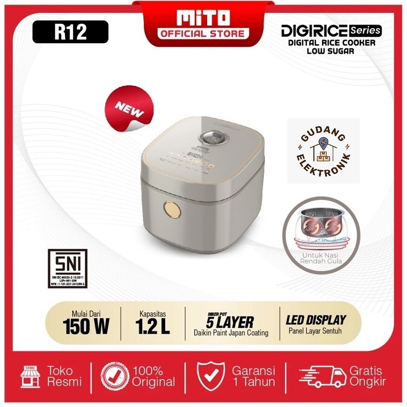 Jual MITO Digital Rice Cooker 1.2 Liter R12 - Rice Cooker Low Sugar ...