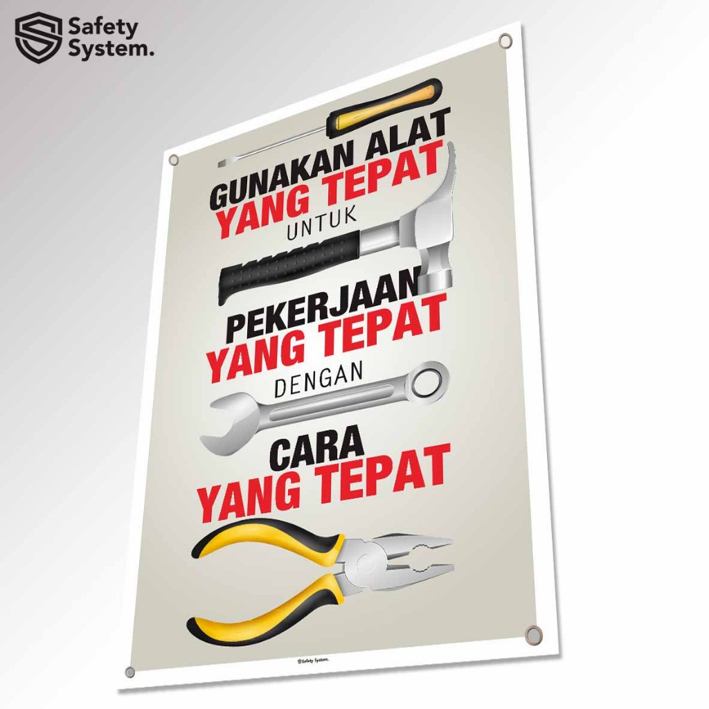 Jual Spanduk Banner K3 Keselamatan Kerja Gunakan Alat Pekerjaan Cara ...