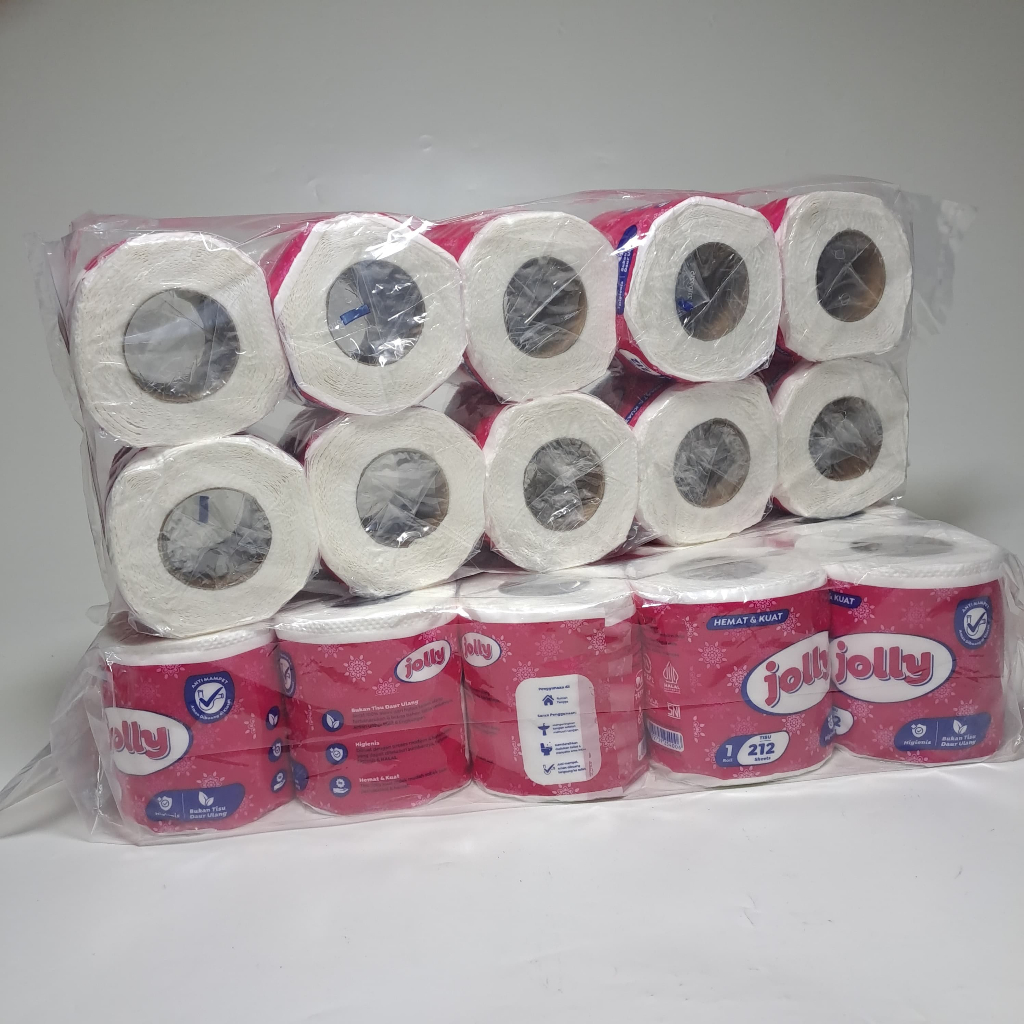 Jual Tissue Tisu Roll Bathroom Merk Jolly 1 Pak Isi 10 Ekonomis EMBOS ...