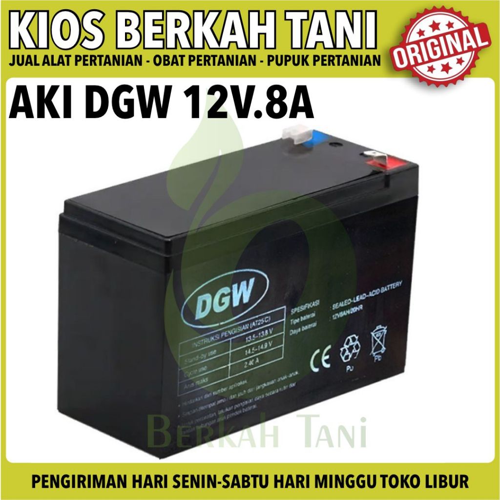Jual Aki kering Tangki Elektrik DGW 12V 8AH UPS Stabilizer Original Accu Baterai Electric ...