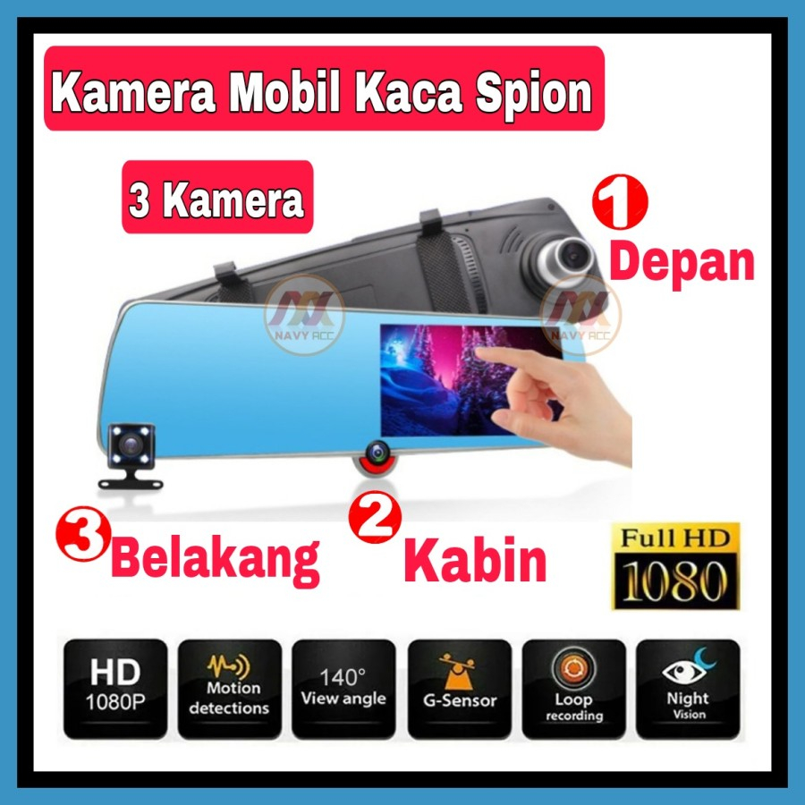 Jual MH - Kamera Mobil Kaca Spion Car Dvr Layar Sentuh IPS 5 inch 3 ...