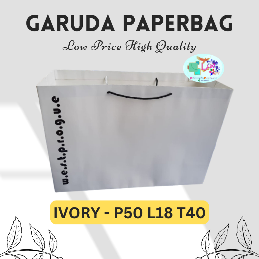 Jual Paperbag Jumbo P50 L18 T40 Kertas Ivory Putih 210gsm Free Design ...