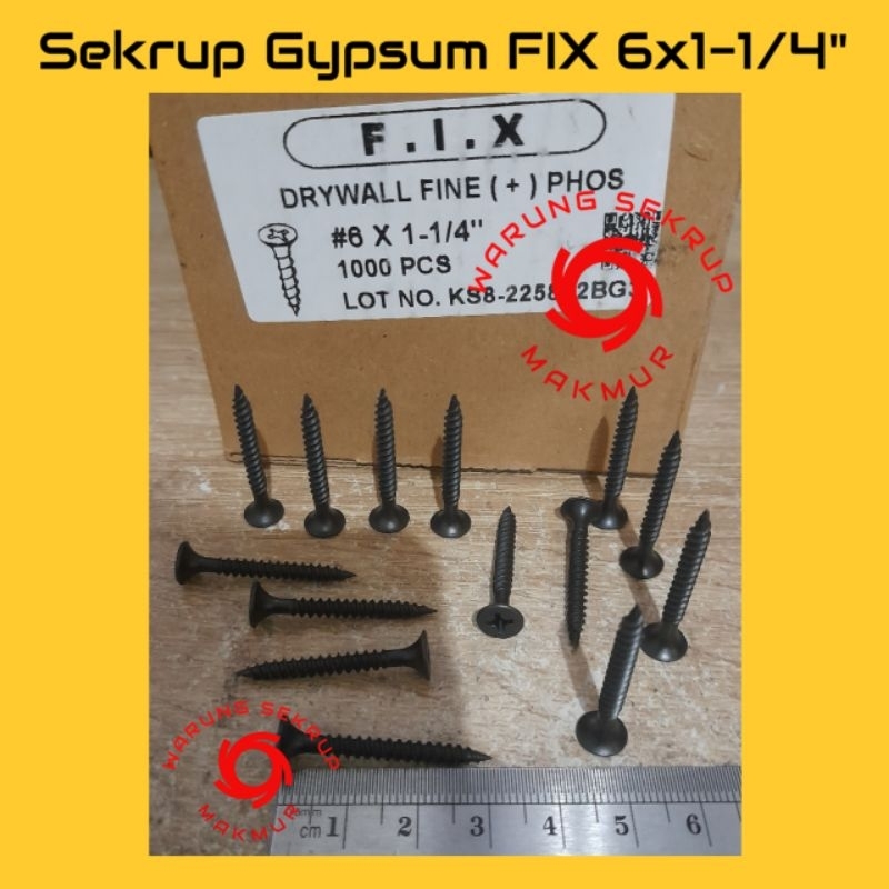 Jual (100 pcs) Sekrup Gypsum 6x1-1/4 / Drywall Screw / Skrup Gipsum 3CM | Shopee Indonesia